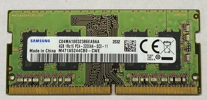 SAMSUNG PC4-3200AA 1RX16 ,SODIMM LAPTOP MEMORY DDR4 4 GB (Single Channel) Laptop (M471A5244CB0 ...