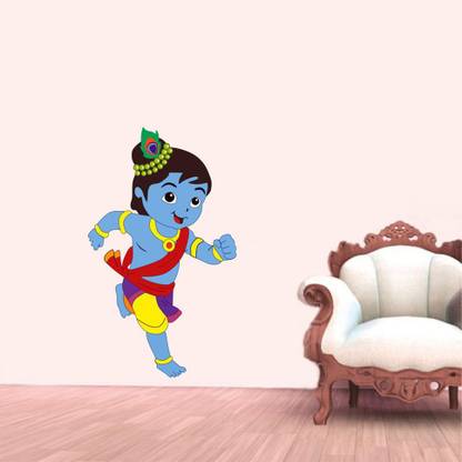 Psychedelic Collection 57 cm Wall Sticker Bal Krishna Self Adhesive ...