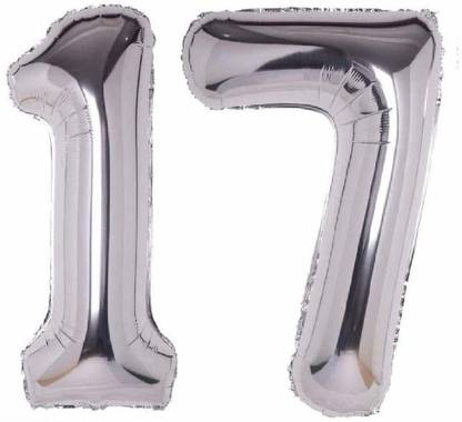 Flipkart.com | Acril Solid 16” No.17 Silver Foil Balloon for 17th Year ...