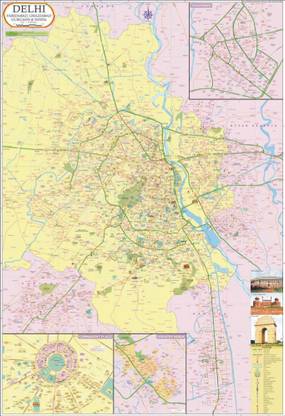 Delhi Map Paper Print - Maps, Educational posters in India - Buy art ...