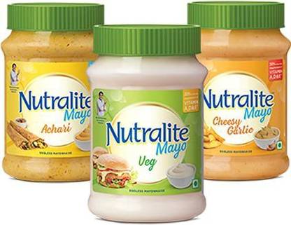 Nutralite Mayo, Eggless Mayonnaise (Combo) - Veg, Achari & Cheesy ...