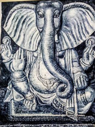 Mane Art Gallery Gray Ganesh Original Painting Gray Ganesh Original ...
