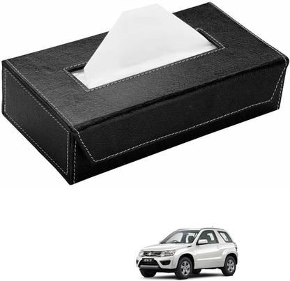 AuTO ADDiCT Car Tissue Box Paper Tissue Holder Black with 200 Sheets ...