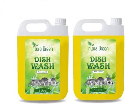 Flora Green Dish Wash 2Ltr , Non Acidic Liquid Gel, Dish Cleaning Gel ...