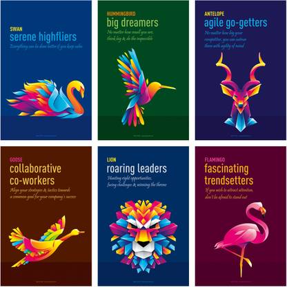 Motivational Birds & Animals Poster - 11.5" X 17.5 Paper Print - Quotes ...