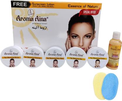 AROMA AINA D-Tan Facial Kit 5 Steps Complete Tan Removing Facial Kit ...