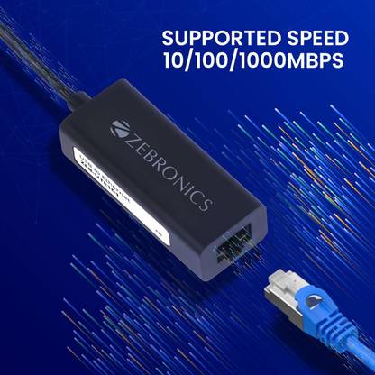 ZEBRONICS WIOFY Zeb-UTE101 USB to RJ45 Ethernet LAN Adapter, Up to 1000 ...