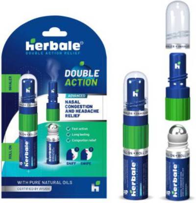 Herbale Double Action Relief - Inhaler & Roll on for headache & Nasal ...