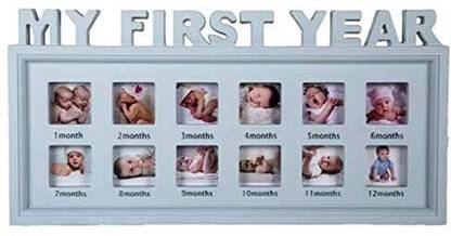 Aica My First Year 12 months Photo Frame for New Born Baby Boy (Blue ...