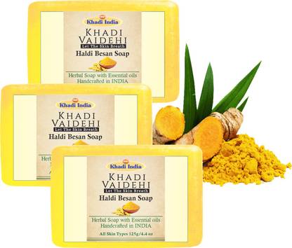 KHADI VAIDEHI Haldi & Besan Soap For All Skin Type Pack Of 3 - Price in ...
