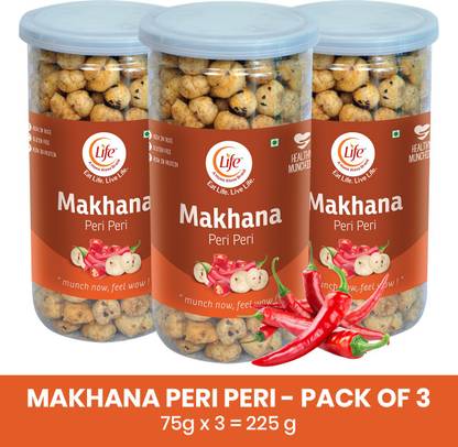 Life ROASTED MAKHANA PERI PERI - PACK OF 3 (75g each) - LIGHT HEALTHY ...