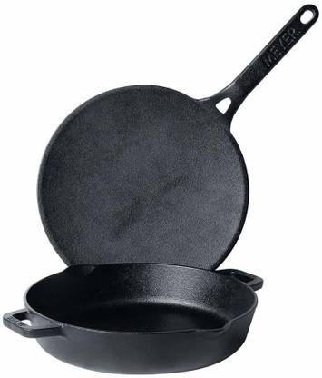 Meyer Pre-Seasoned Cast Iron 2pcs Set (26cm Roti Tawa + 26cm Frypan ...
