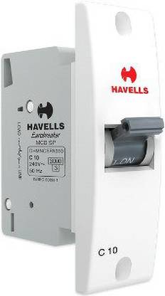 HAVELLS DHMNCSPA010 PVC Plastic 10A SP C Mini MCB (White) DHMNCSPA010 ...