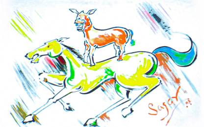 MAJNU BHAI PAINTING - WELCOME MOVIE Paper Print - Art & Paintings ...