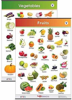Fruits & Vegetables Charts for Kids | Educational Posters for Preschool ...