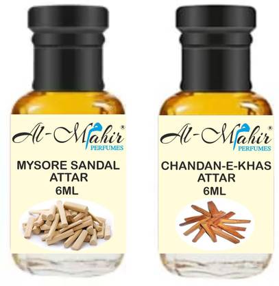 Al-Mahir Pack of 2 pcs Attar (Chandan-E-Khas 6ML,Mysore Sandal 6ML ...