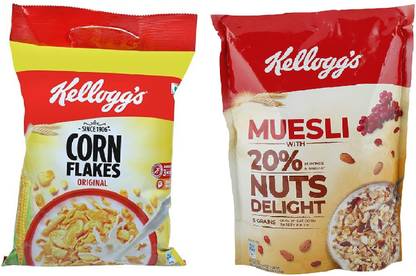 Kellogg's Corn Flakes Original 290 gm + Muesli Nut Delight 500 gm Pouch ...