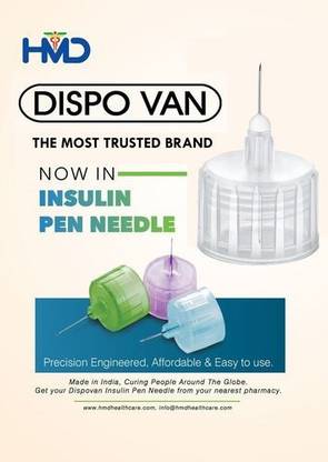 DISPOVAN Dispo Van Insulin Pen Needle (pack of 5, 25ps) Medical Needle ...