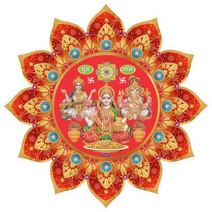 god & god's 9 cm Golden Foil 9x9 Diwali Pooja LGS Die Cut Sticker 08 ...