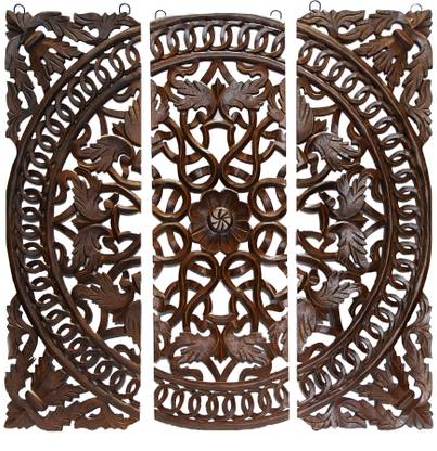 Timberly Wooden Square Wall Panel in Brown- Set of 3 Panel (30/30) Pack ...