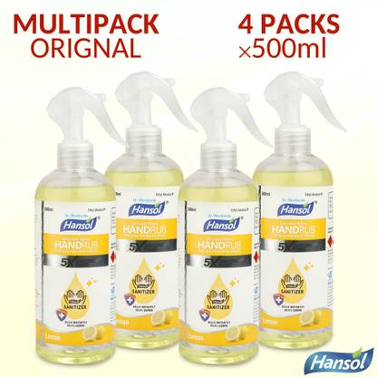 Hansol Hospital Grade Spray (500 ML* 4 Pc, Fragrance- Lemon) Hand ...