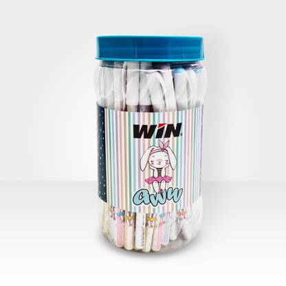 Win Aww Ball Pens | 50 Pcs Blue Ink Jar | Cute & Lightweight Design ...