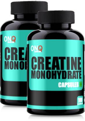 ONQ Creatine Monohydrate Capsules - 100 - Combo Pack of 2 Creatine ...