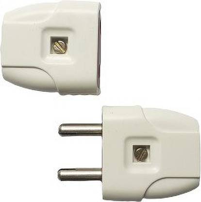SHREE 2 PIN MALE -FEMALE PLUG TOP | 6A-240V AC | COLOR-WHITE| SET OF 3 ...