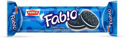 PARLE Fabio Vanilla Crème Sandwich Biscuits, 120g Cream Cracker Biscuit ...