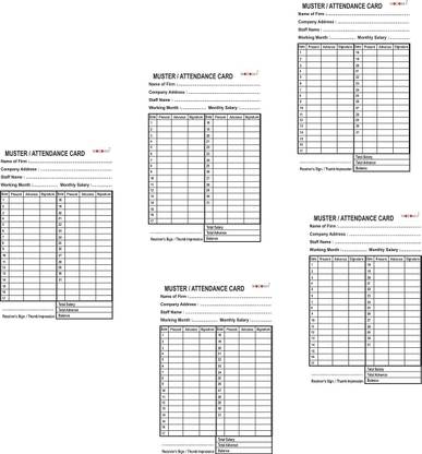 Flipkart.com | NOZOMI Paper MUSTER CARDS / STAFF ATTENDANCE CARD ...