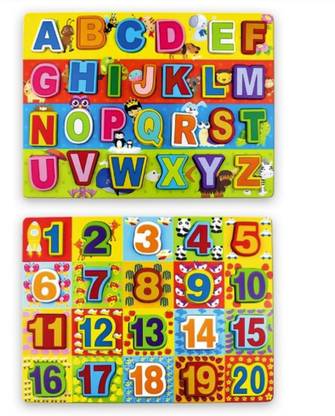 TOYICO! Capital Alphabet Puzzles and 1 to 20 Numbers Plate Block for ...