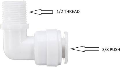 AQUANZA Ro Filter Elbow Connector Push fit Qc 3/8" Size Tube x 1/2 ...