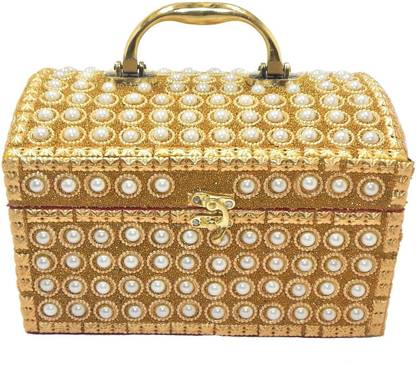 BOXO Wooden Vanity Make Up Box With Pearl And Artisan Work, Golden ...