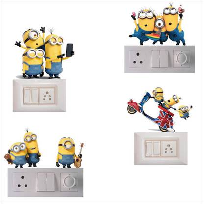 Artistic Media 30 cm Playing Minions Switch Board Sticker Self Adhesive ...