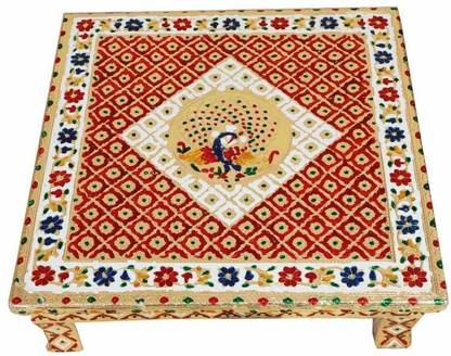 SA HANDICRAFT Golden Minakari Wooden Chaurang Chowki/Bajot/Pata/Patla ...