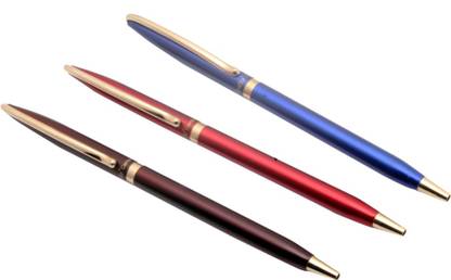 Ledos Set Of 3 - Realto Carnival Sleek Metal Body Ballpoint Pens With ...