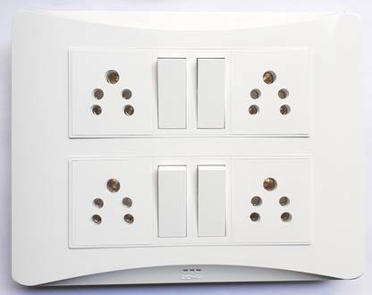 Cona Smyle MODULAR PLATE SIZE-12M ( COLOR-WHITE) WITH 4 MODULAR SWITCH ...