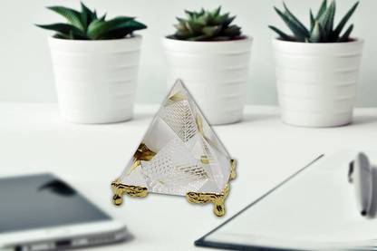 SWISS WONDER Feng Shui Crystal Pyramid with Golden Stand for Vastu ...