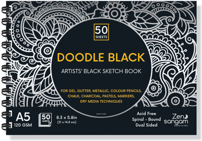 Papierprodukte 30 sheets A5 Black Paper Drawing Sketch Artist Paper Pad ...