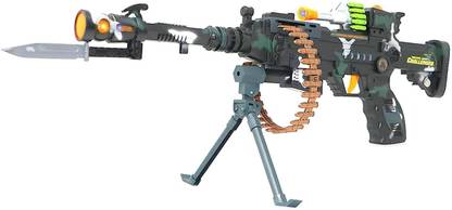 WHITE POPCORN Combat Gun Stylish Military Look M60 Gun Toy with Light ...