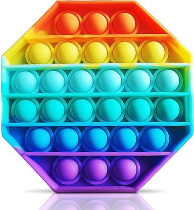 Kiditos Push Bubble Pop It Fidget Toy (Octagon Shape), Rainbow Color ...