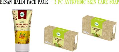 IMC ALOE BESAN HALDI FACE PACK & 2 PC AYURVEDIC SKIN CARE SOAP Price in ...
