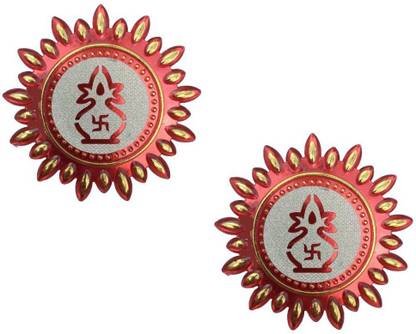 CRAZECULTURE 8 cm XIX26-BG-Plastic Kalash Swastik Stickers for Wall ...