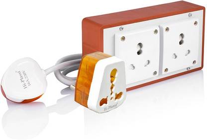 HI-PLASST (2 socket) 16A Brown Extension Board Multi Outlet Electrical ...