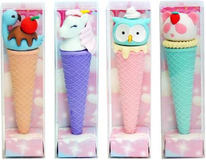 Flipkart.com | FLICK IN Colorful Ice Cream Cone Eraser for Kids Softy ...