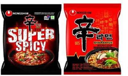 Nongshim Shin Ramyun & Red Super Spicy Korean Style Instant Noodles ...