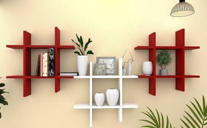 DreamyDesign Wall shelf plus shelves MDF Wall hanging floating ,mounted ...