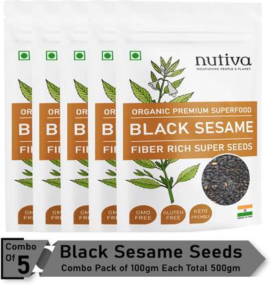 Nutiva Pack of 5 Premium Quality Raw Kale Til (Black Sesame Seeds ...