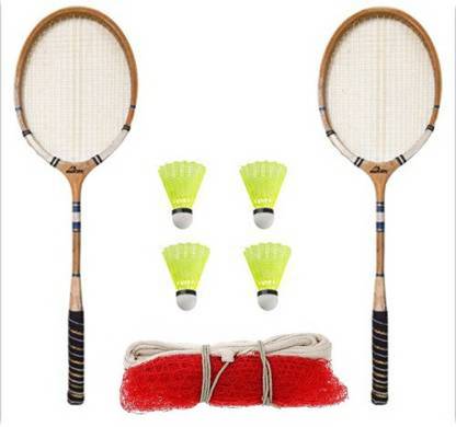 CLOVERBYTE Wooden Badminton kit Set Of 2 Piece Racquet with 4 Piece ...
