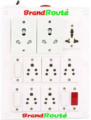 BrandRoute Anchor power Extension Board Fitted with-5 Sockets(6Amp),4 ...